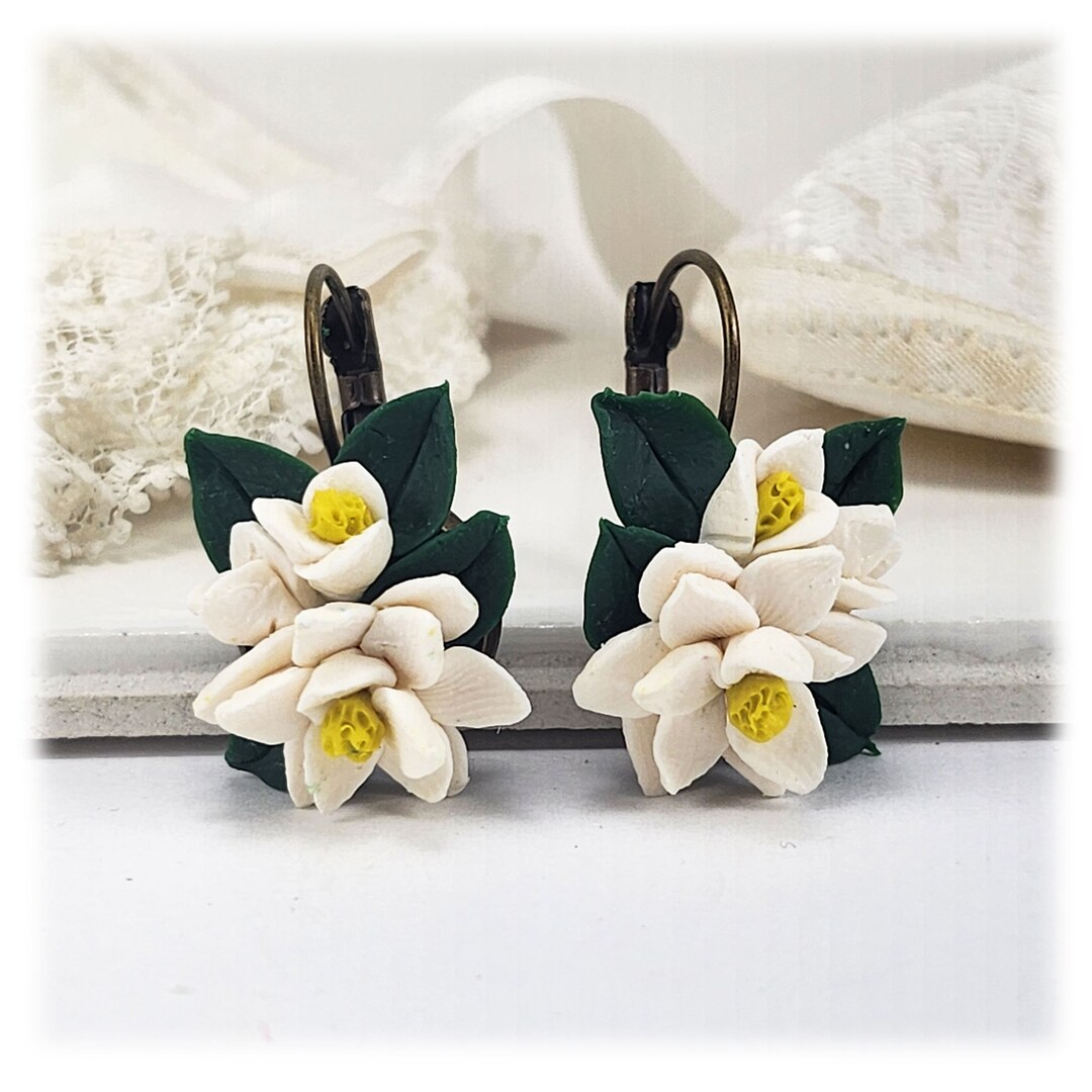 Realistic Southern Magnolia Bouquet Earrings | Magnolia Jewelry ...