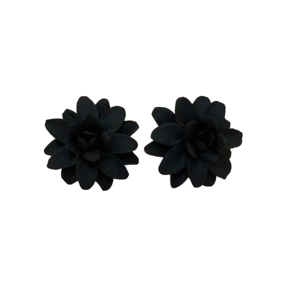 Black Dahlia Earrings Stud or Clip on Dahlia Jewelry Black Flower Studs Goth Black Dahlia Studs Hypoallergenic Flower Stud Earrings Etsy
