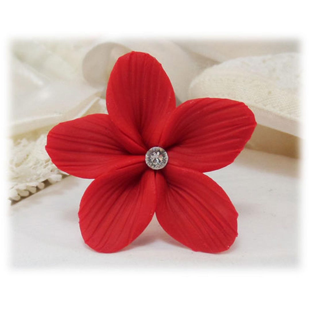 Red Hair Flower Red Flower Hair Pins Red Bridal Bridesmaid Hair ...