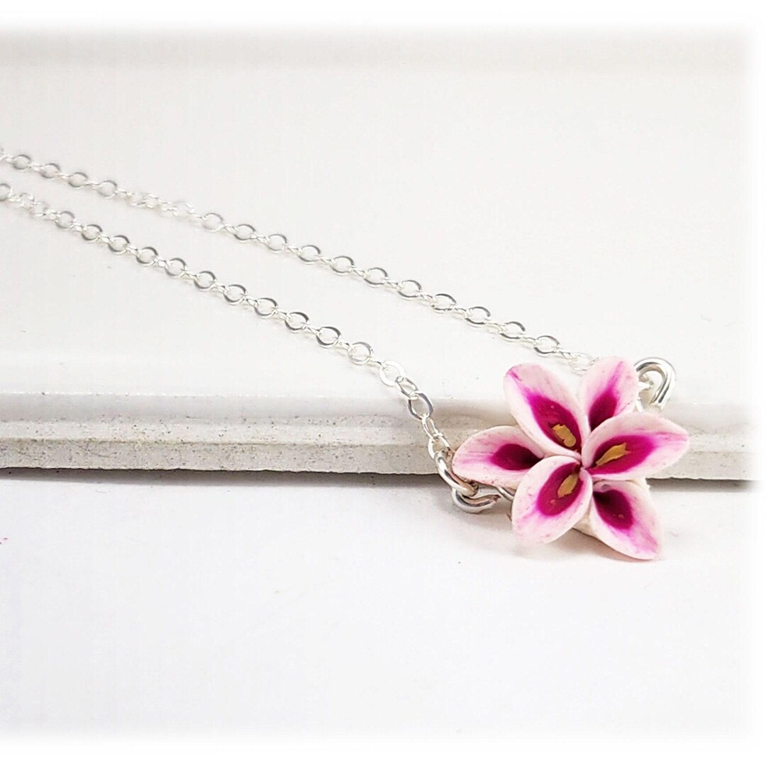 Pink Lily Necklace: Petite Stargazer Lily Charm, Sterling Silver - Etsy