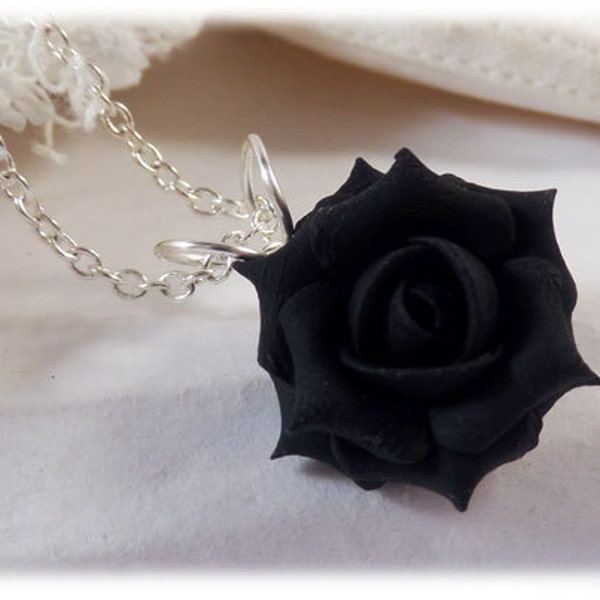 Black Rose Necklace - Etsy