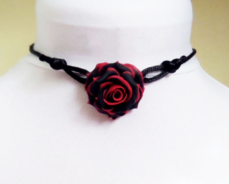 Striped Rose Choker: Adjustable Whimsigoth Necklace - Etsy