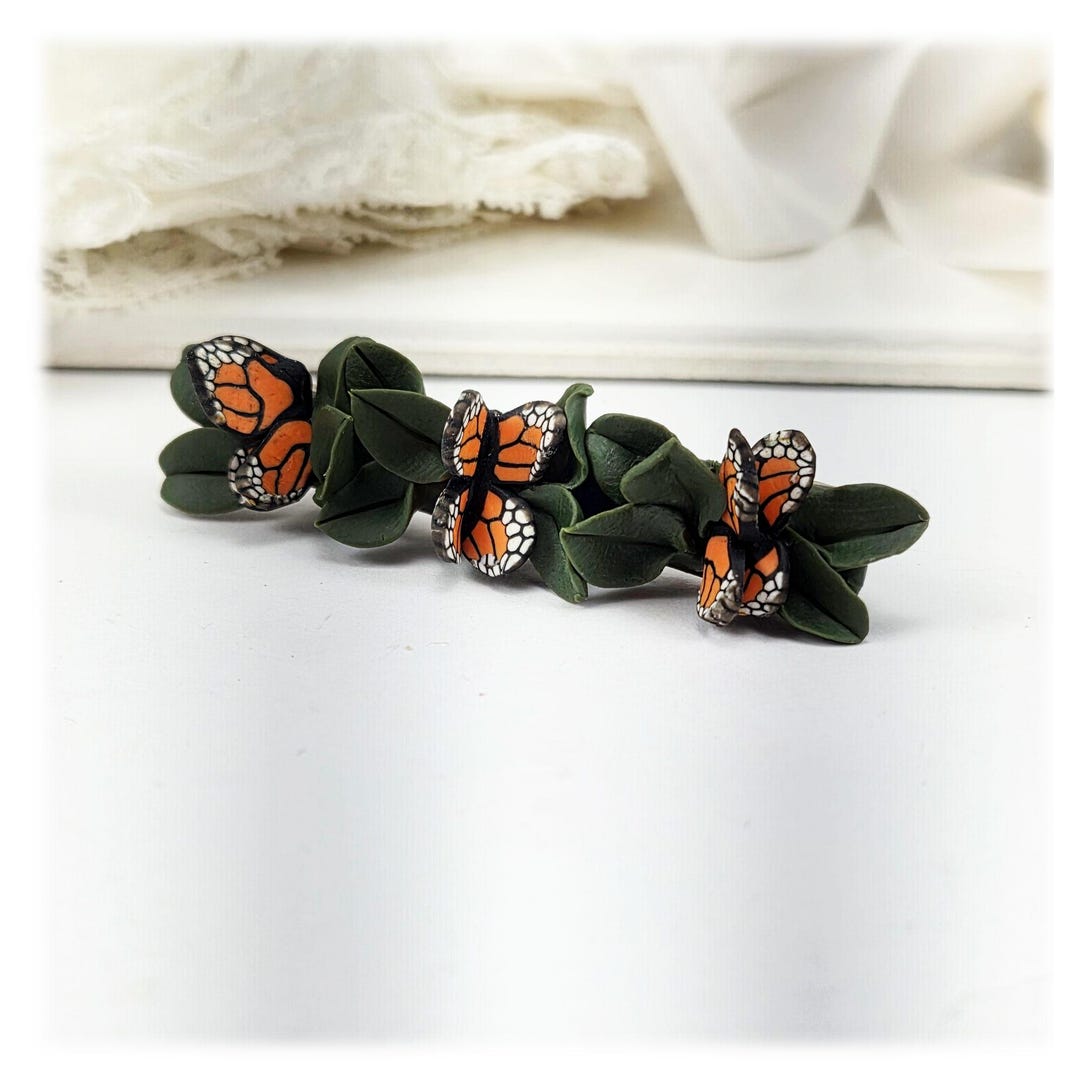 Monarch Butterfly Hair Clip: Orange Butterflies, Side Hair Piece ...