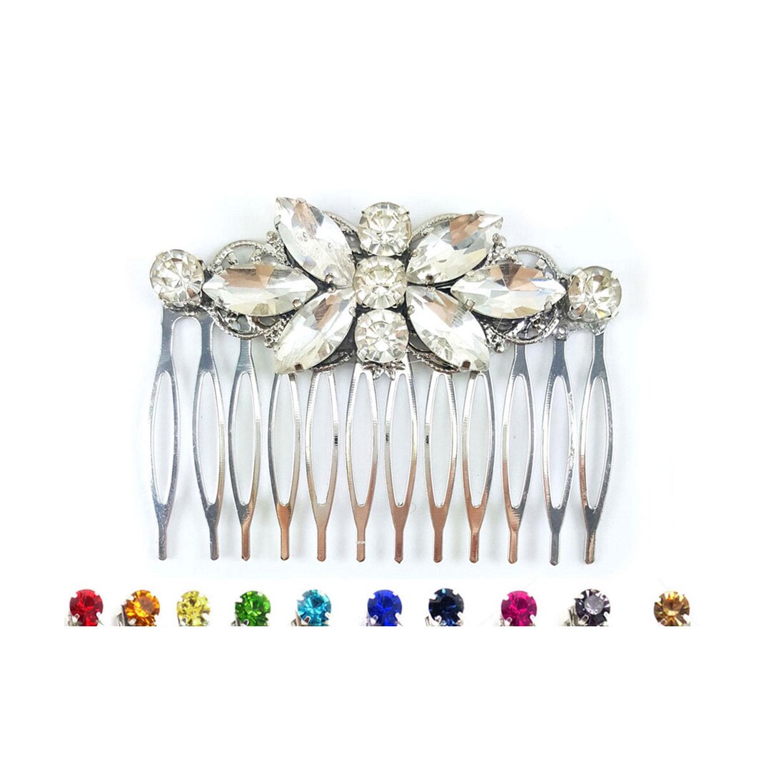Rhinestone Hair Comb 2.5 INCH Custom Colors Bridal Formal Hair Comb ...