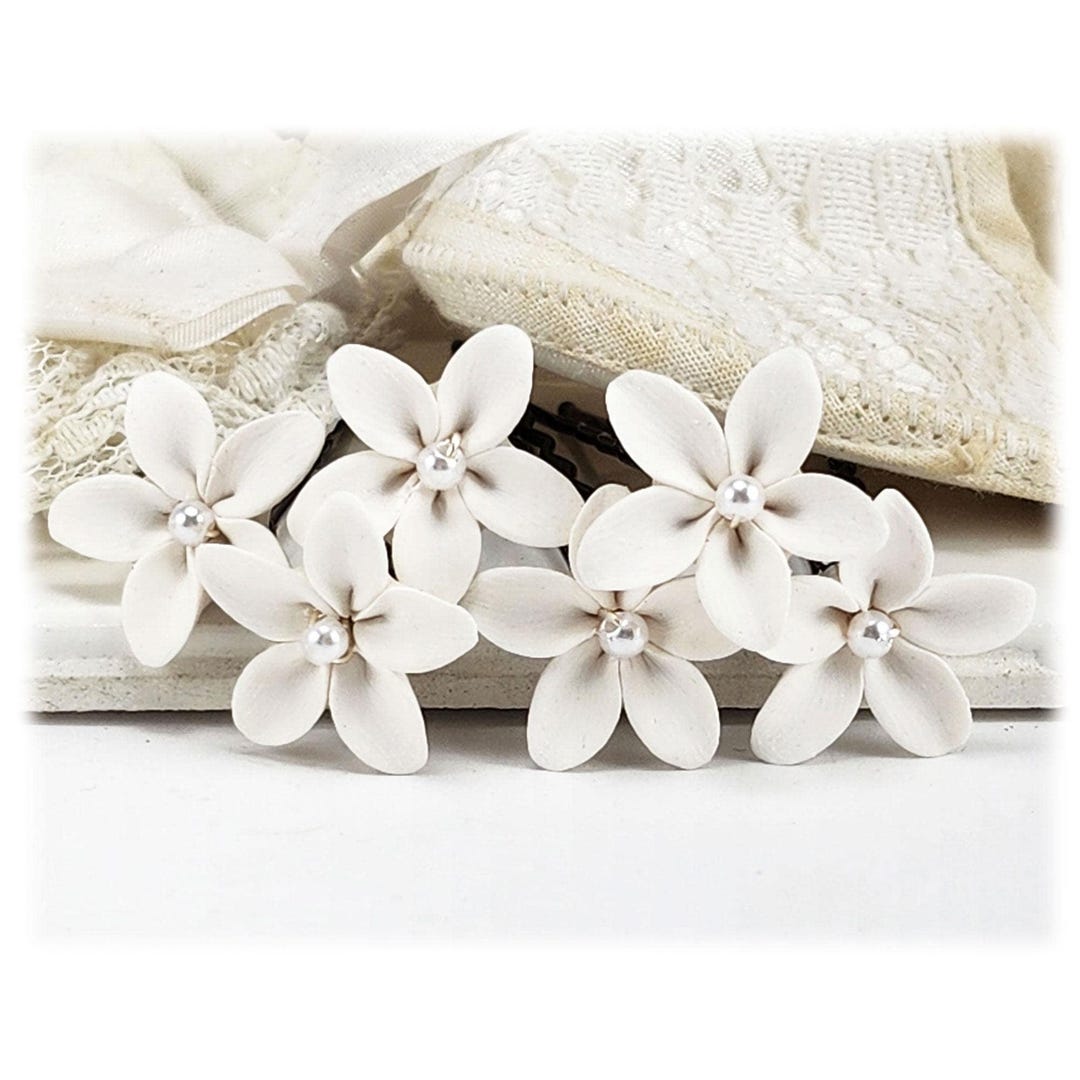 Jasmine Pearl Hair Pins: Petite Floral Wedding Hair Accessory (set of 6 ...