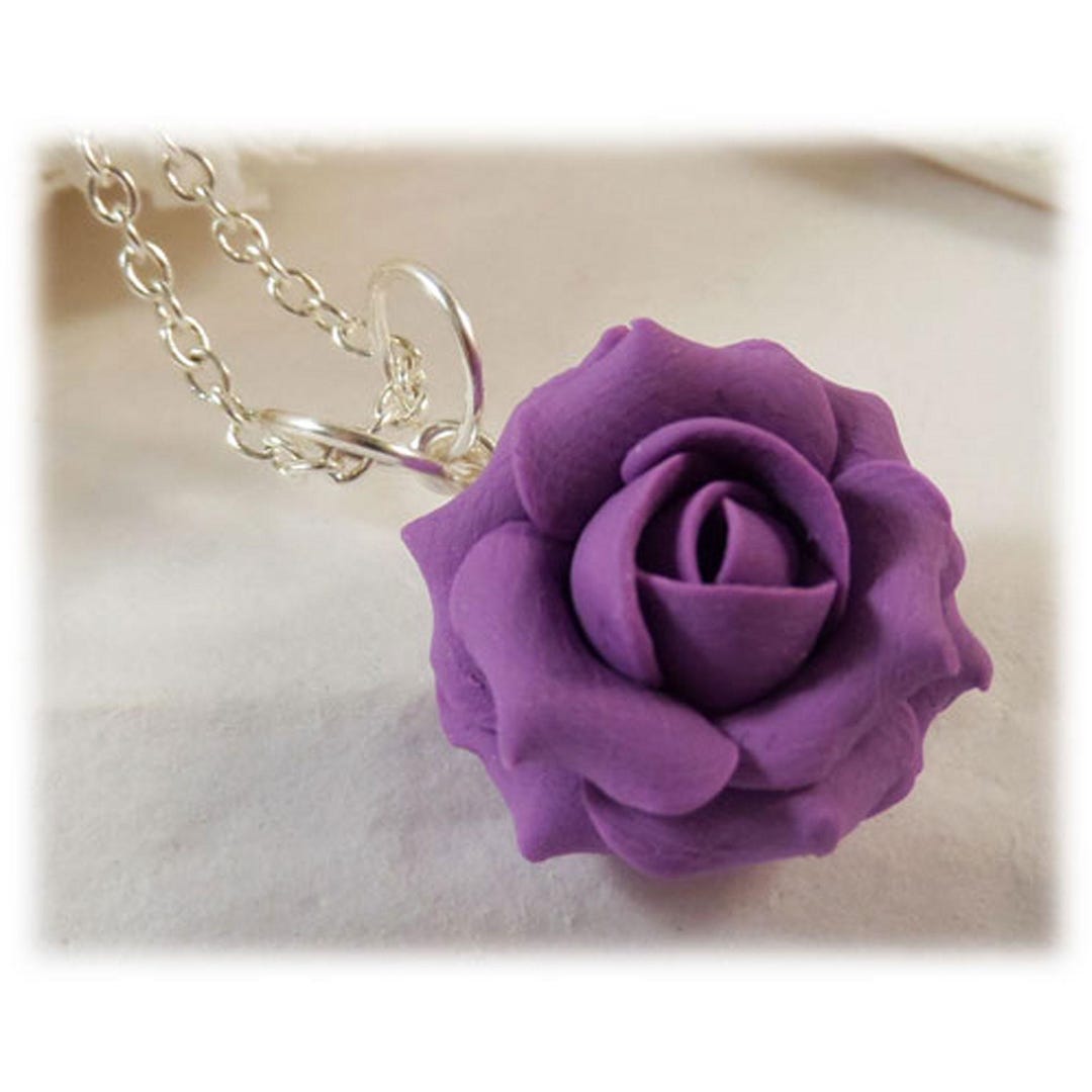 Small Purple Rose Pendant Necklace | Purple Rose Jewelry | Purple ...