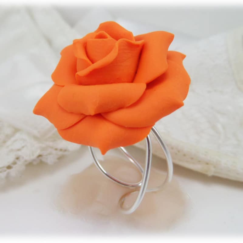 Orange Flower Ring - Etsy