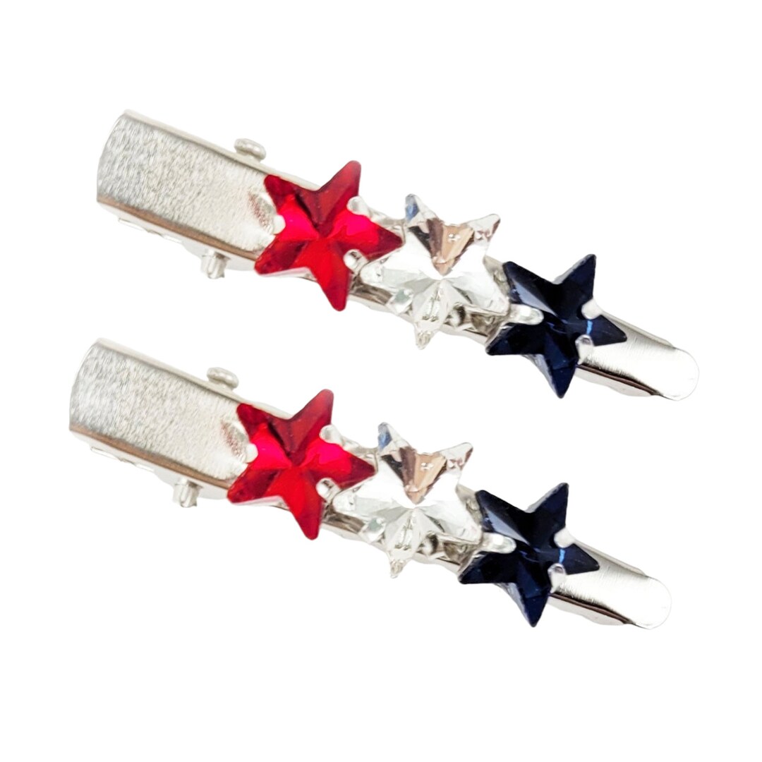 Star Hair Clips: Red White Blue - 4th of July Accessory - Etsy