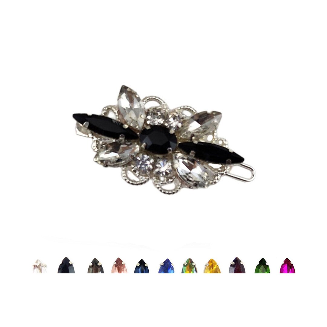 Art Deco Mini Rhinestone Barrette: Vintage Style Hair Clip - Etsy