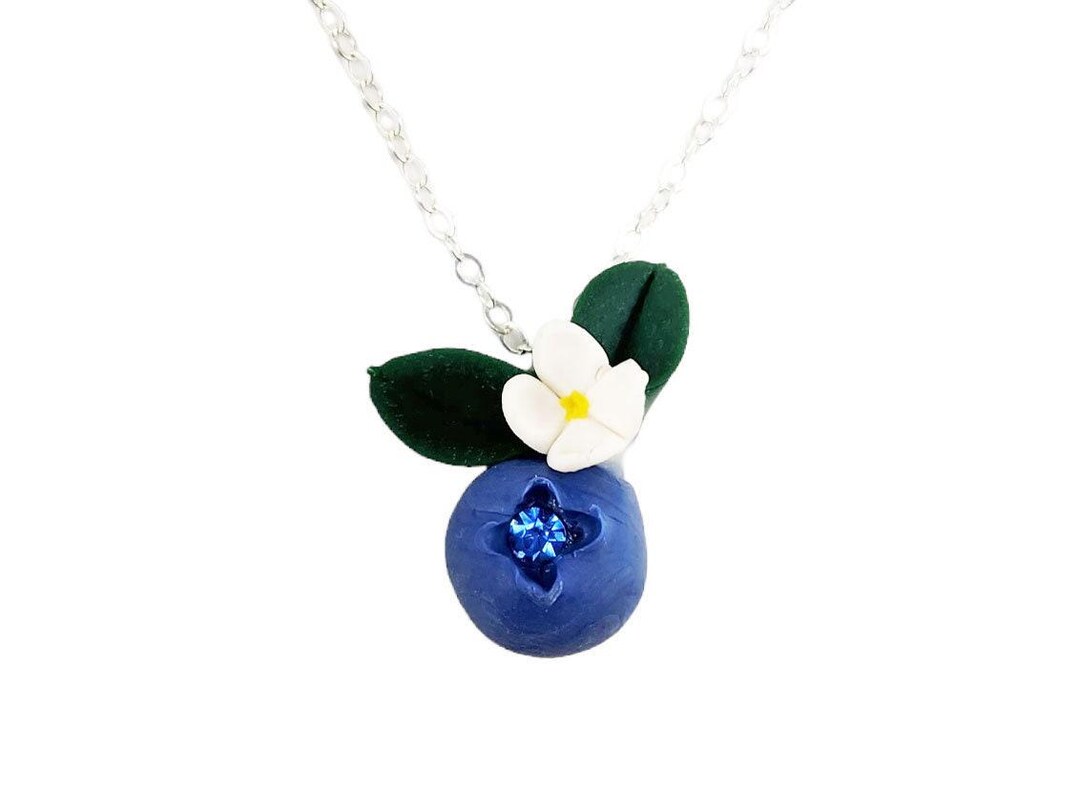 Blueberry Blossom Pendant Necklace: Fruit Jewelry, Sterling Silver or ...