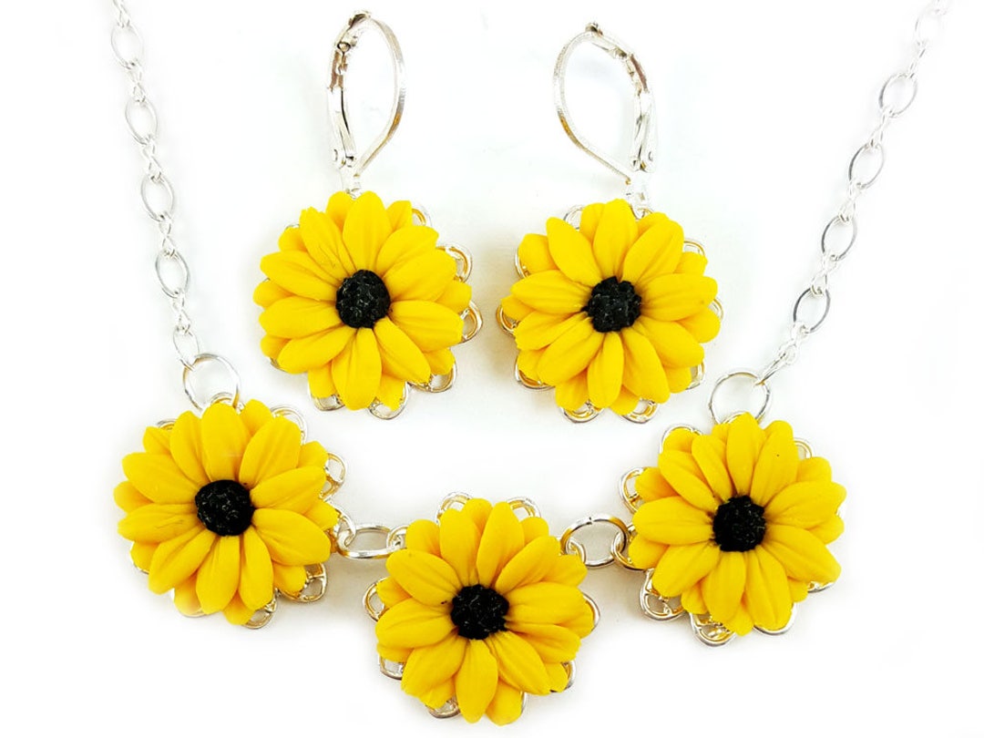 Black Eyed Susan Jewelry Set: Hand Sculpted Yellow Daisies - Etsy