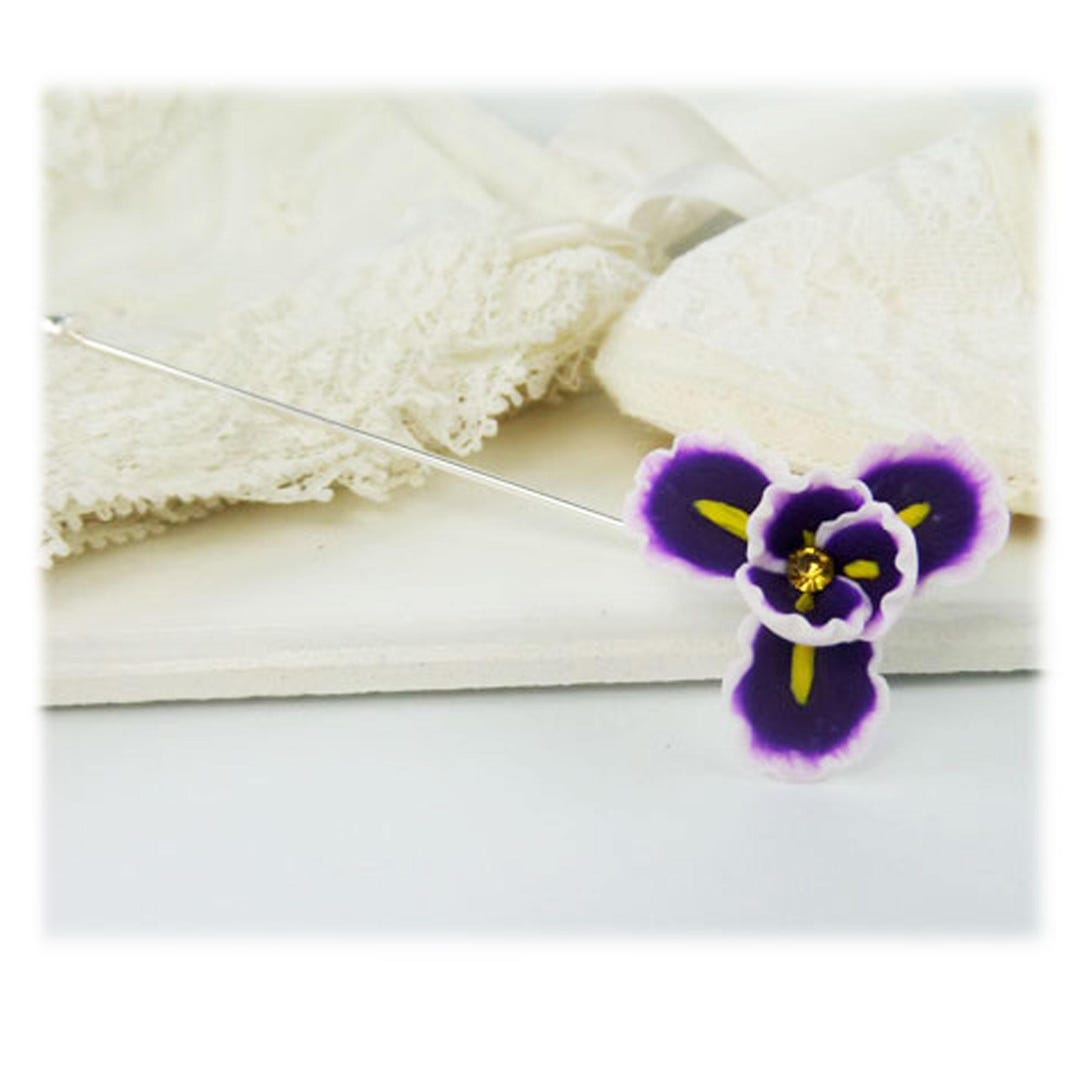 Purple Iris Stick Pin: February Birth Flower Lapel Accessory - Etsy