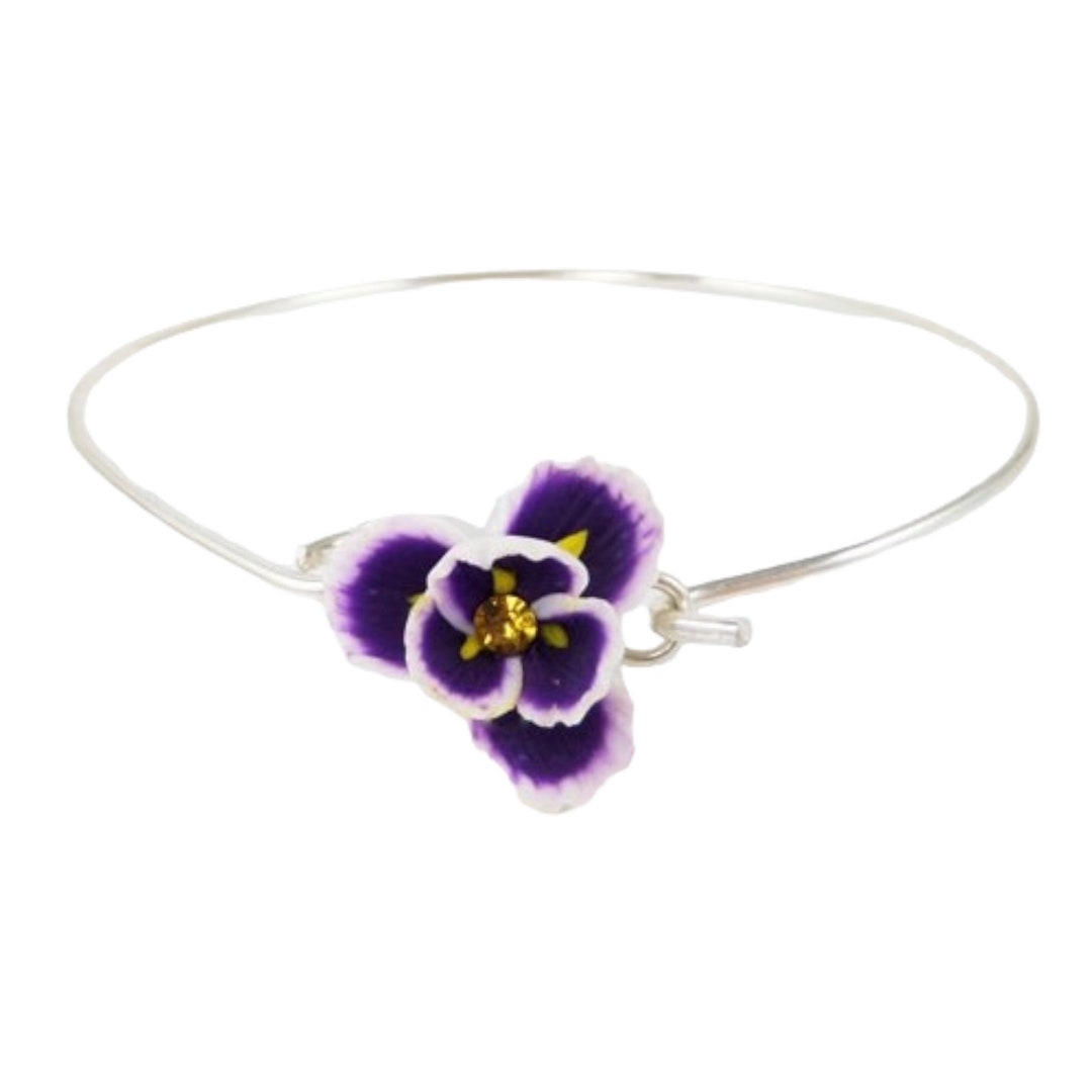 Purple Iris Sterling Silver Bangle Bracelet | Iris Flower Jewelry ...