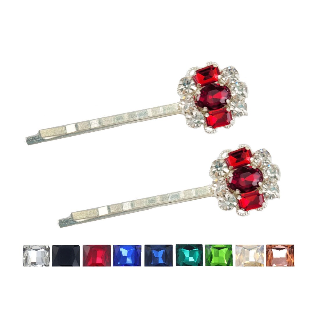 Art Deco Ruby Red Rhinestone Hair Pins: 1920s Style Bobby Pins (set of ...