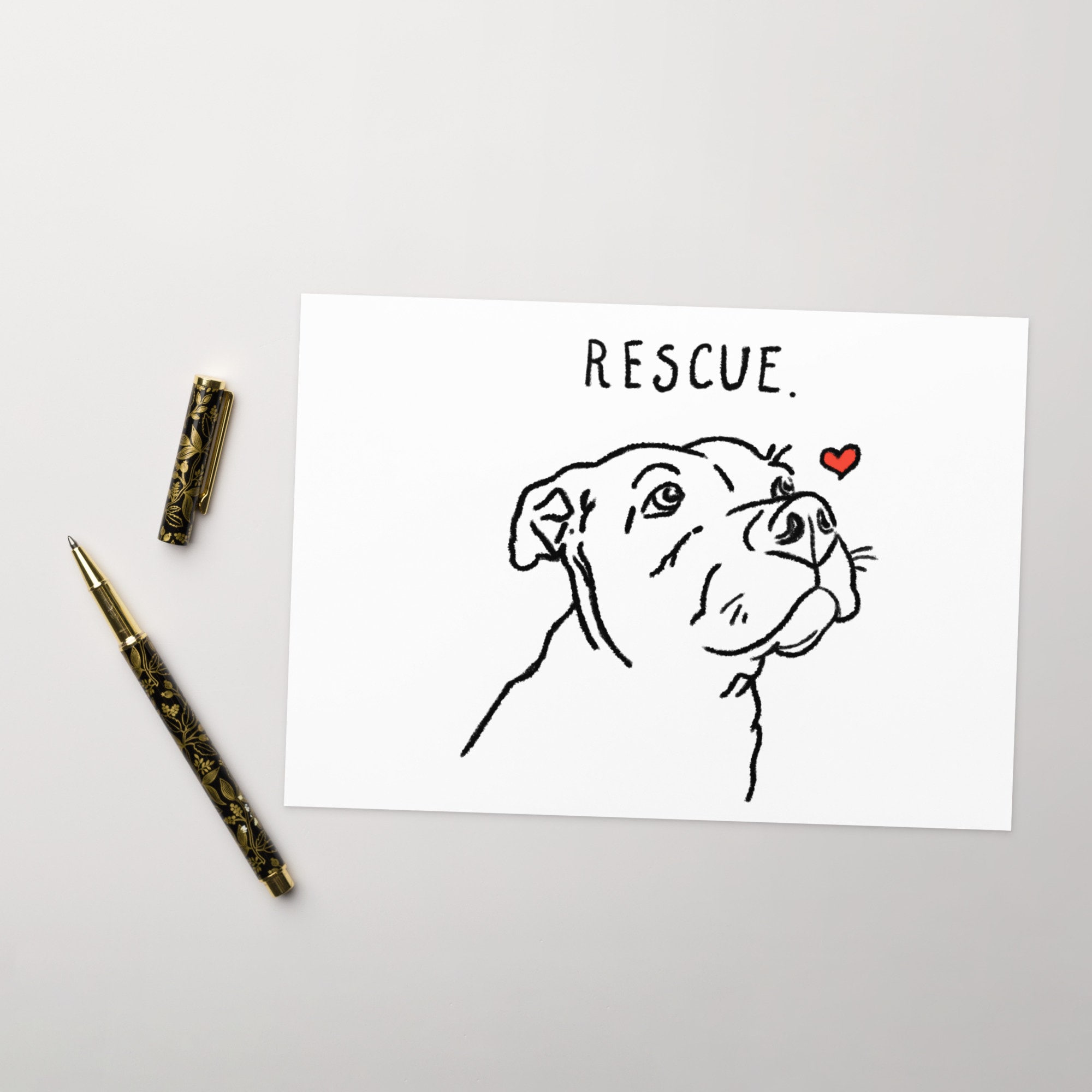 Rescue Love Pitbull Cards, Rescue Dog Card, Pitbull Greeting Cards ...