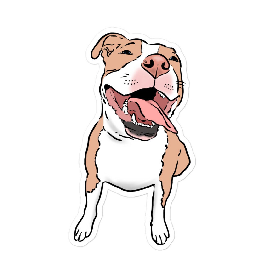 Cute Smiling Pit Bull Sticker, Pittie Sticker, Happy Pit Bull, Pit Bull ...