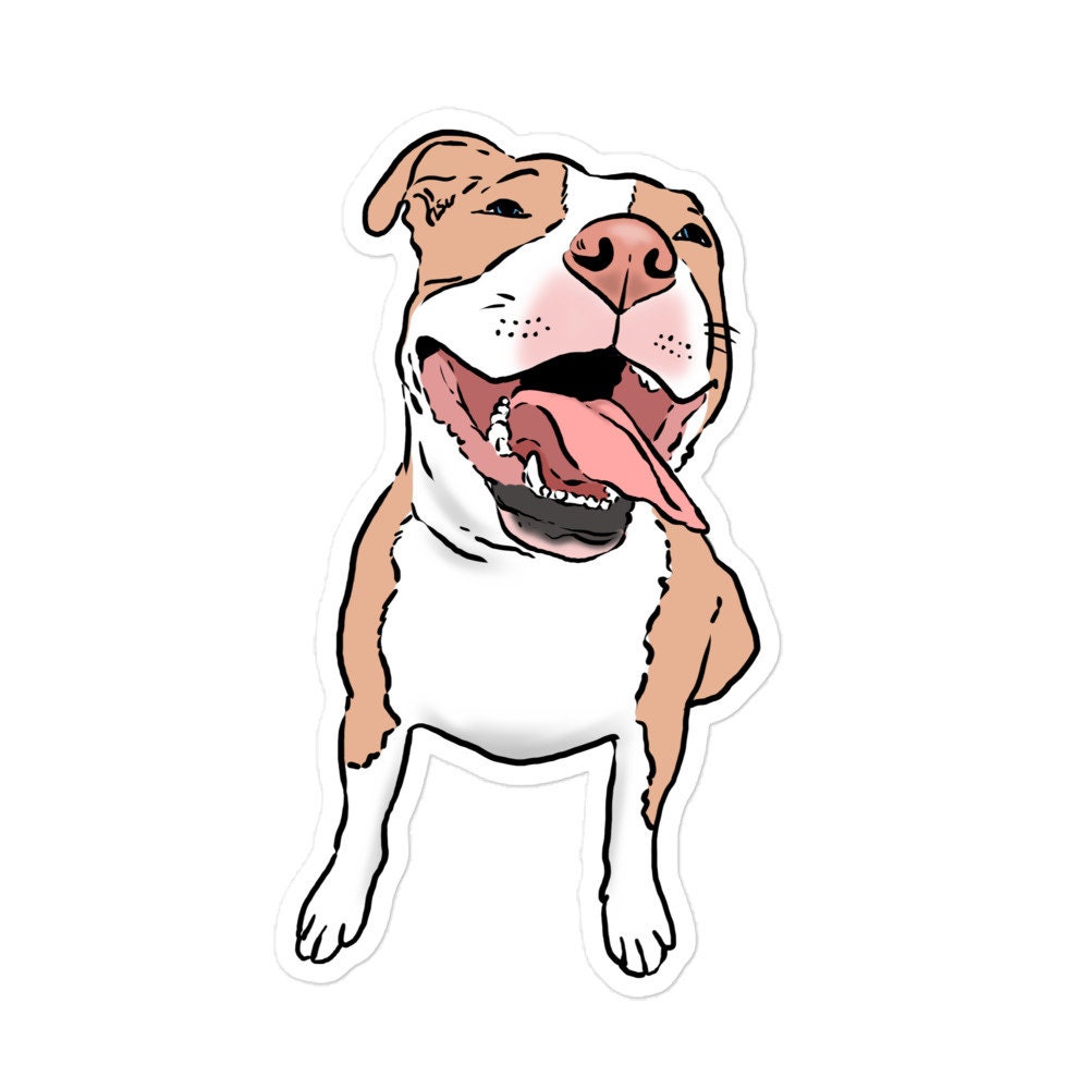 Cute Smiling Pit Bull Sticker Pittie Sticker Happy Pit Bull - Etsy