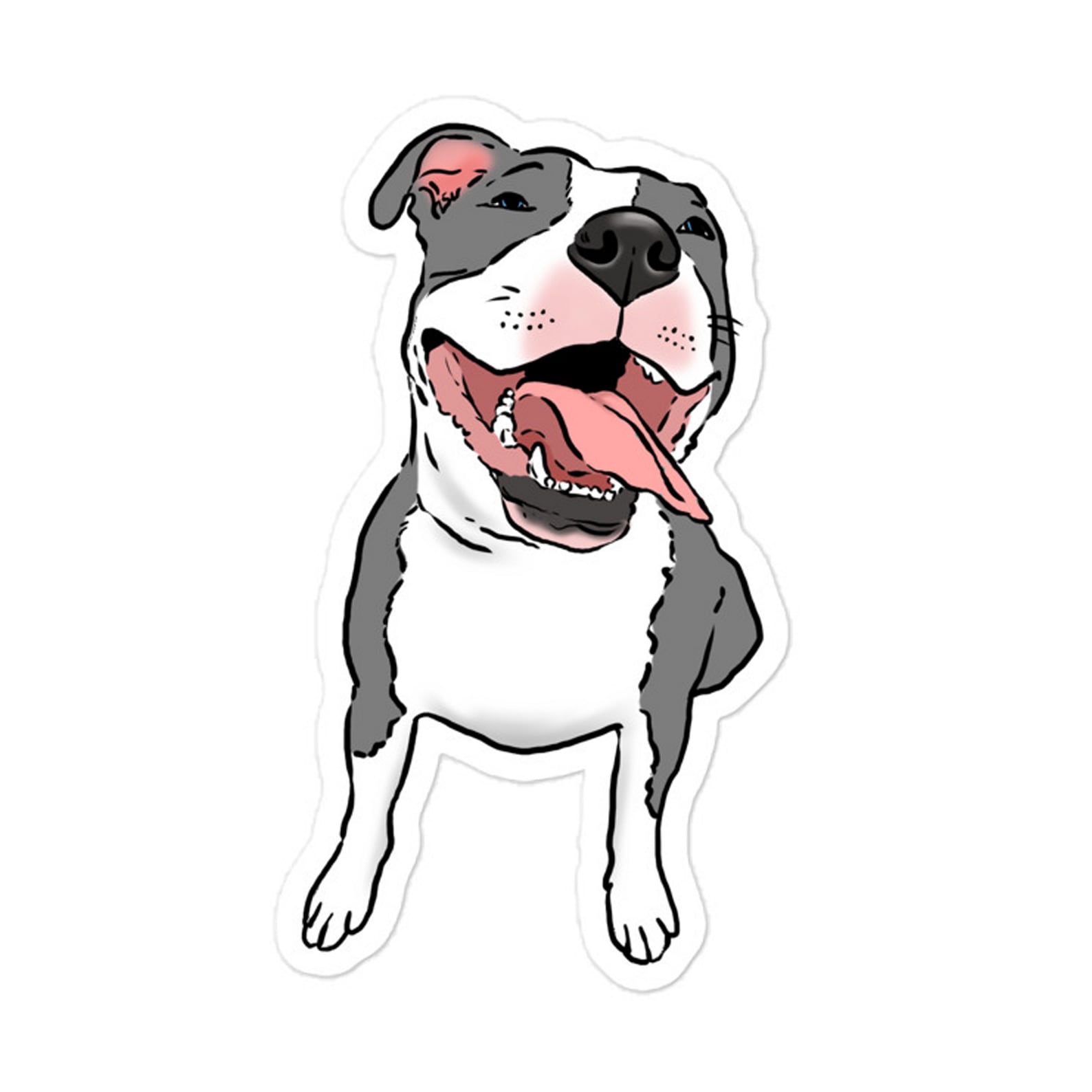 Cute Smiling Pit Bull Sticker Pittie Sticker Happy Pit Bull - Etsy