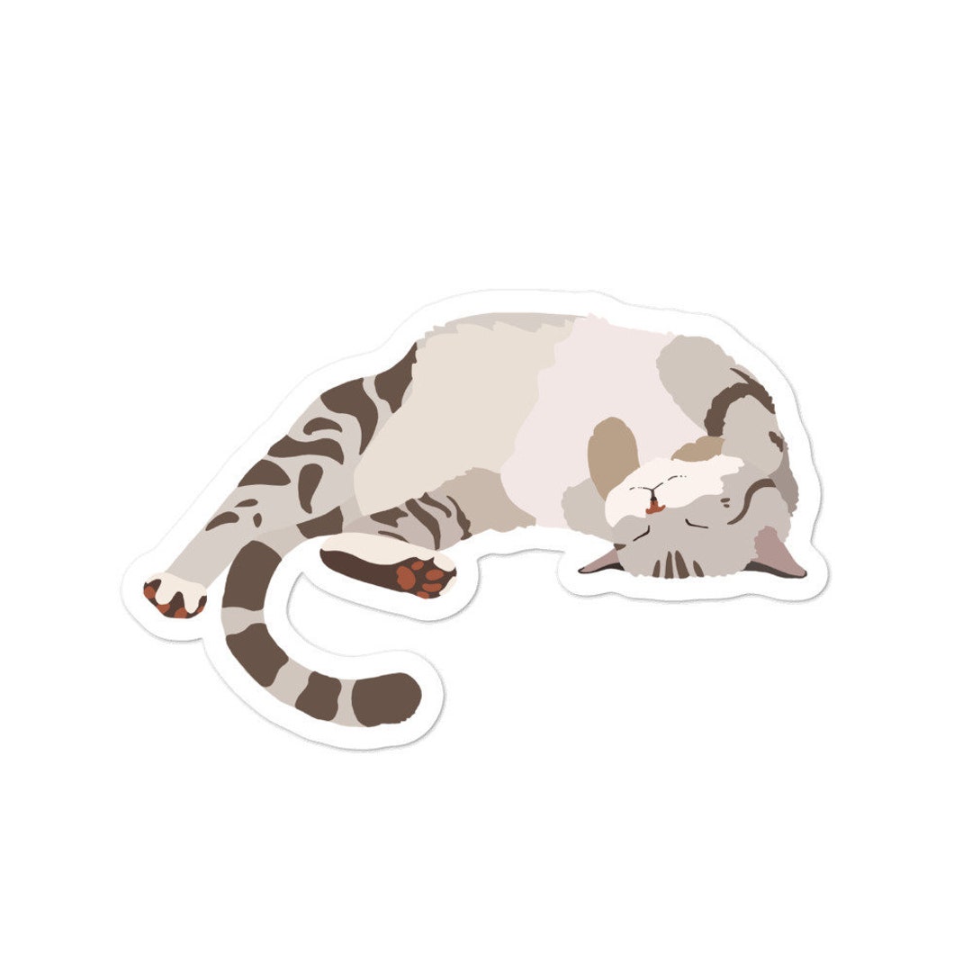 Sleepy Cat Sticker, Cute Cat Sticker, Cat Scrapbooking, Cat Art Sticker ...