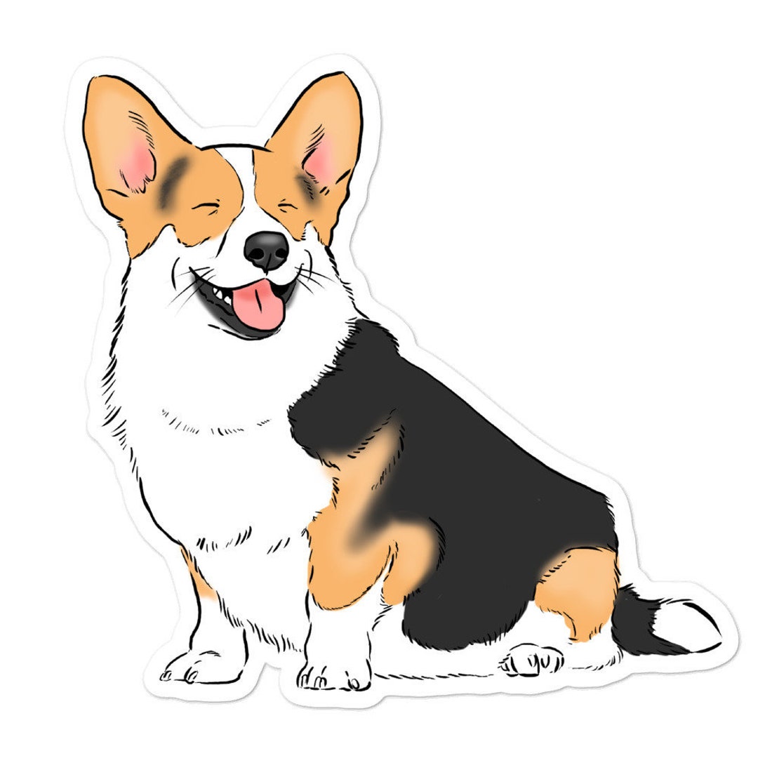 Tricolor Corgi Sticker, Smiling Corgi, Corgi Gifts, Corgi Mom, Cute ...