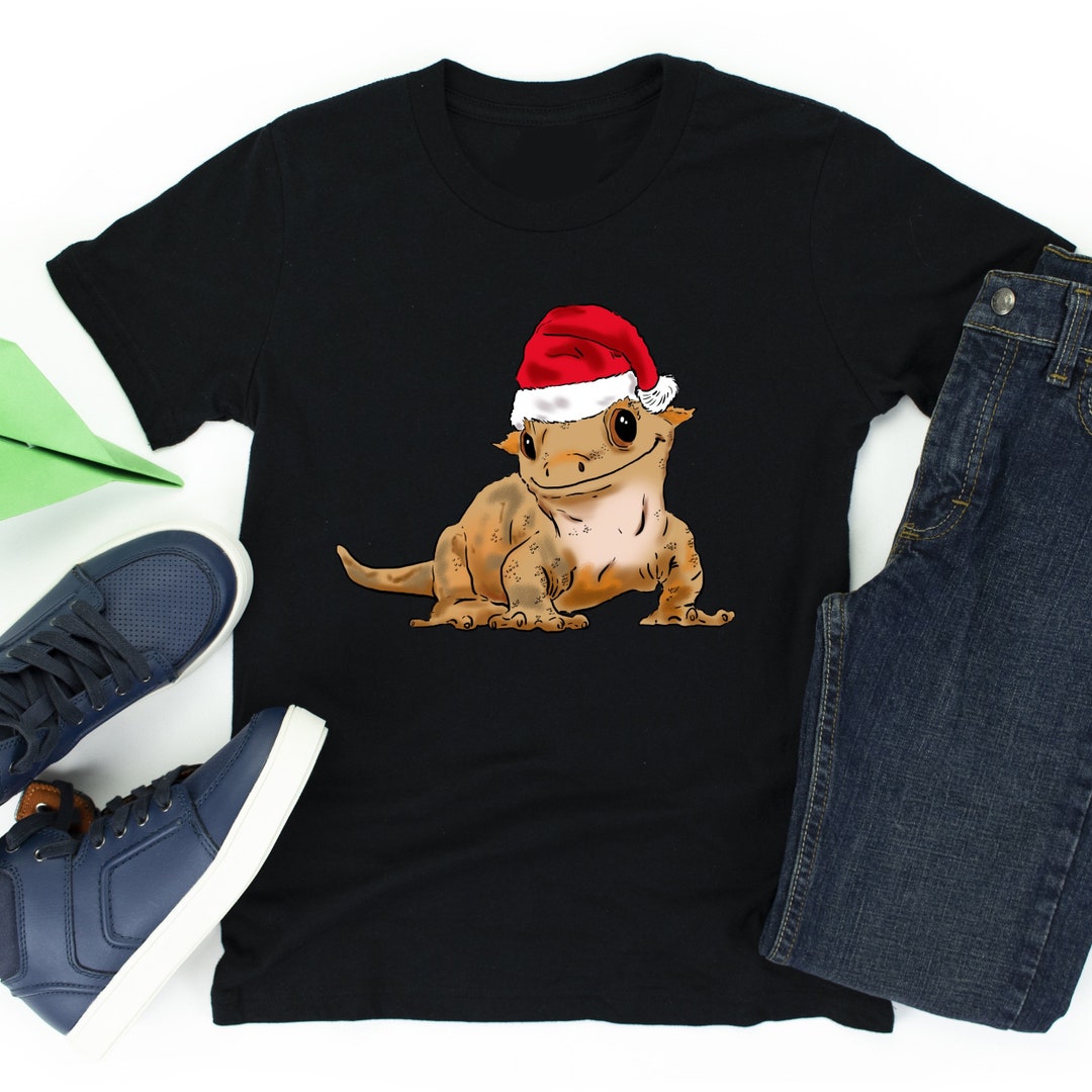 Kids Santa Gecko T-shirt, Kids Christmas Gecko Shirt, Crested Gecko ...