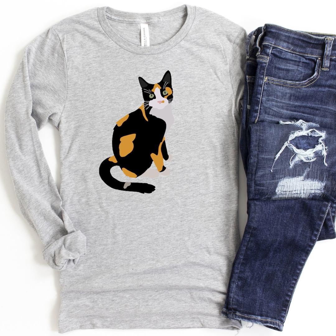Calico Cat Long Sleeve T-shirt, Calico Shirt, Calico Mom, Calico Lover ...