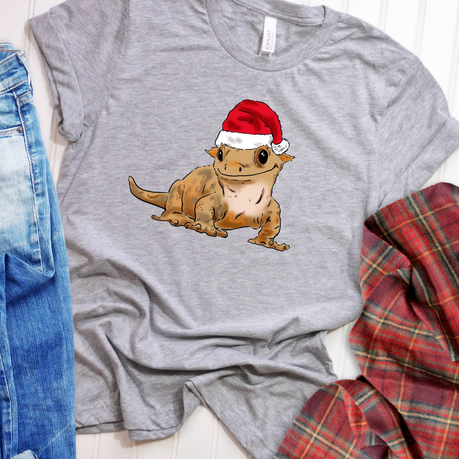 Funny Gecko Shirt Christmas Crested Gecko Santa Gecko - Etsy