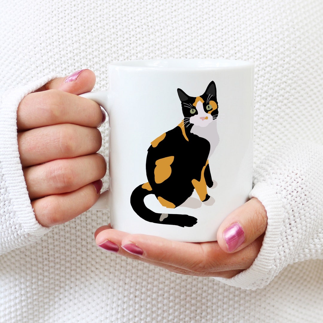 Calico Cat Mug, Calico Lover, Calico Mom, Calico Drawing, Calico Art ...