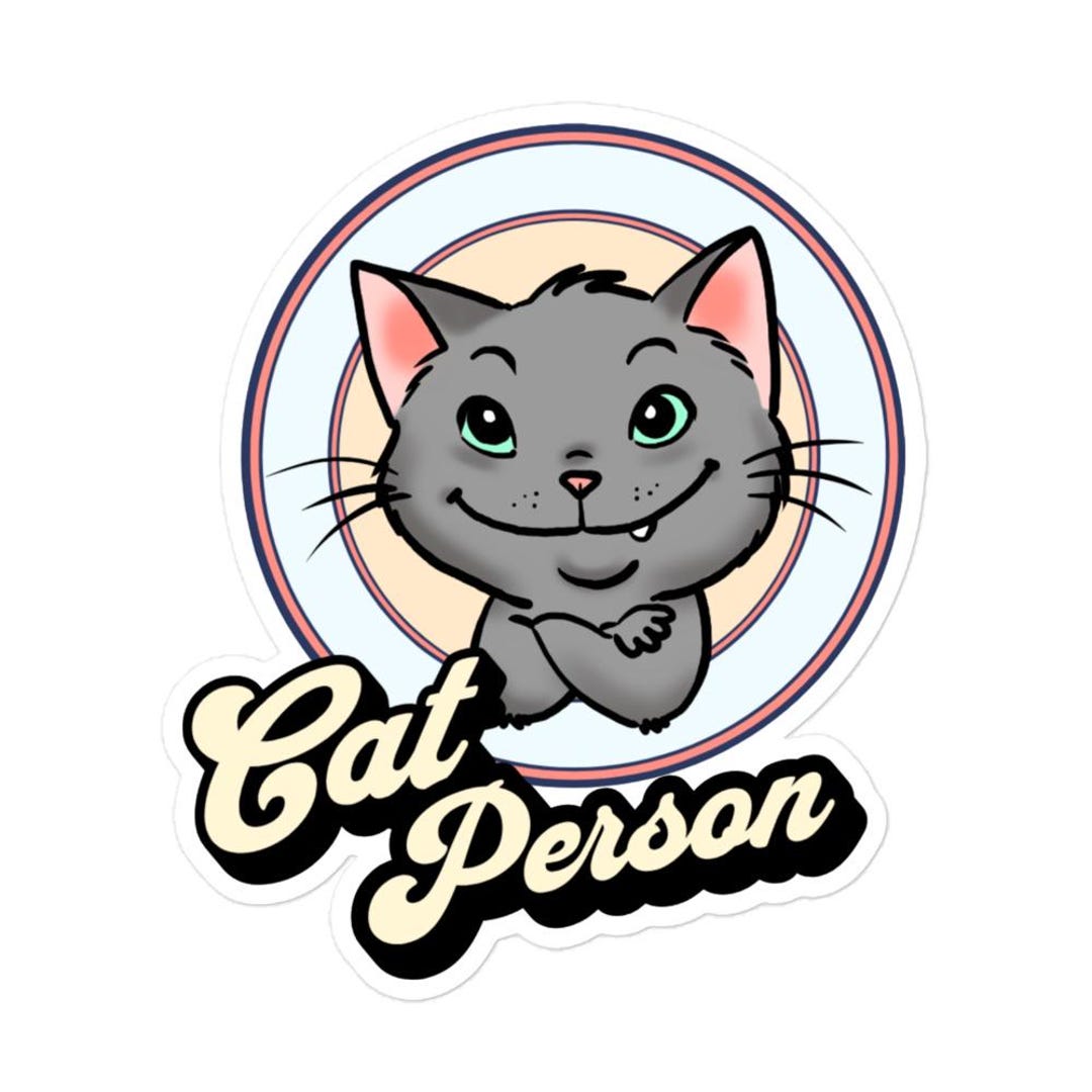 Cat Person Sticker, Cartoon Cat Sticker, Cat Person Decal, Cute Cat ...