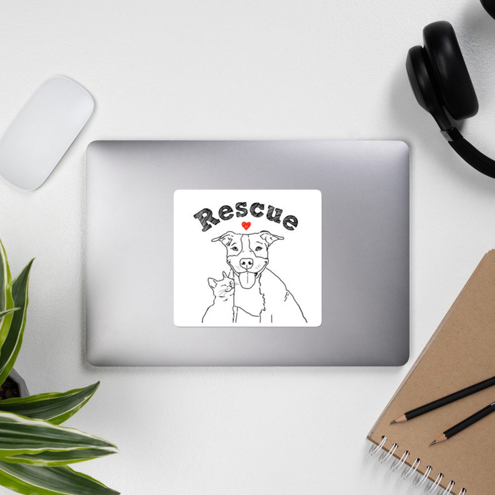 Rescue Pittie and Kitty Sticker, Rescue Pets, Adopt Don't Shop Sticker ...