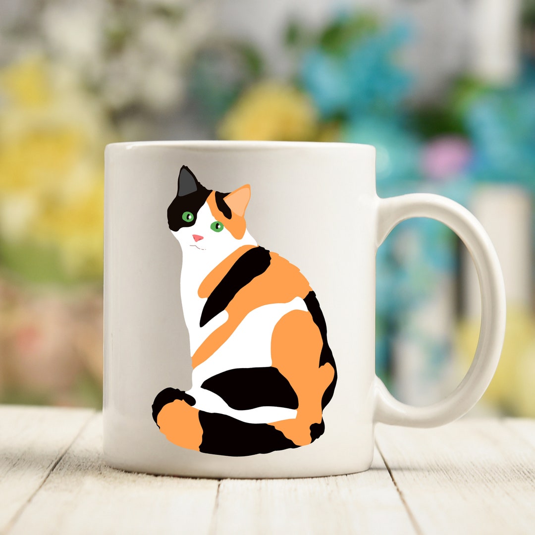 Calico Cat Mug, Calico Lover, Calico Mom, Calico Drawing, Calico Art ...