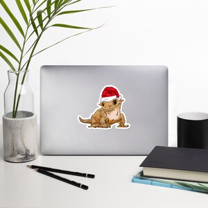 Funny Gecko Sticker, Christmas Crested Gecko, Santa Gecko, Christmas ...