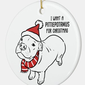 Pittiepotamus Ornament, Funny Pitbull Ornament, Pittiepotamus for ...