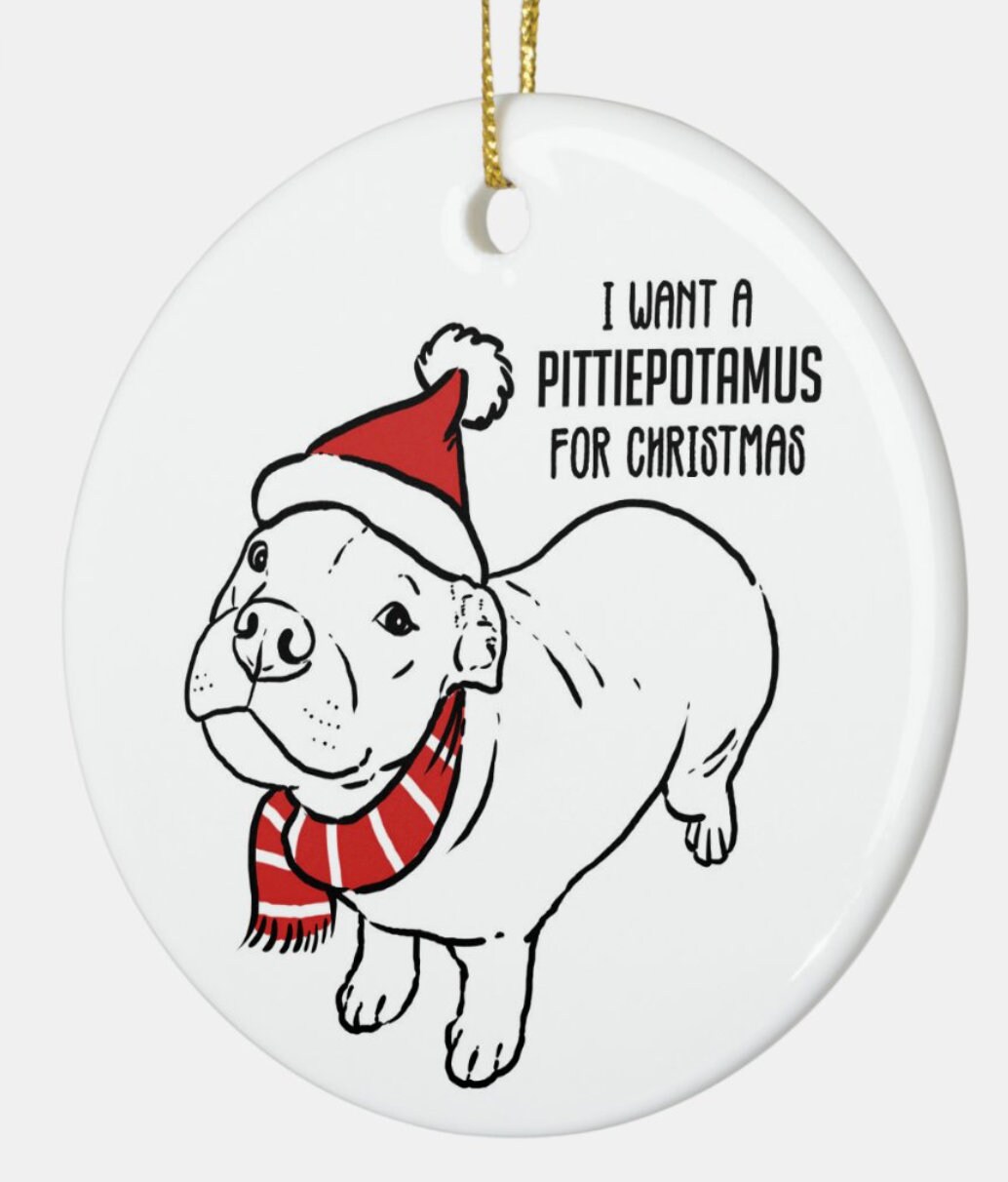 Pittiepotamus Ornament, Funny Pitbull Ornament, Pittiepotamus for ...