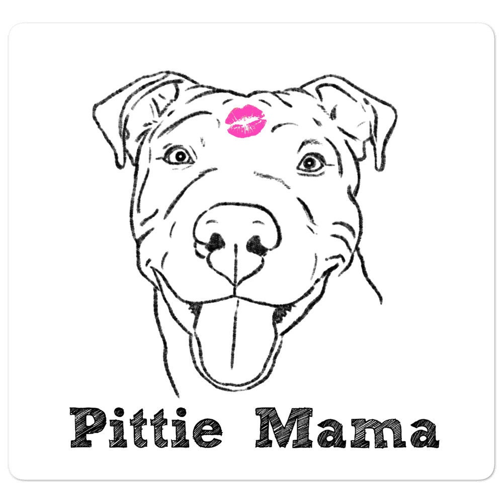 Pittie Mama Sticker, Pit Bull Sketch, Pit Bull Drawing, Vinyl Sticker ...