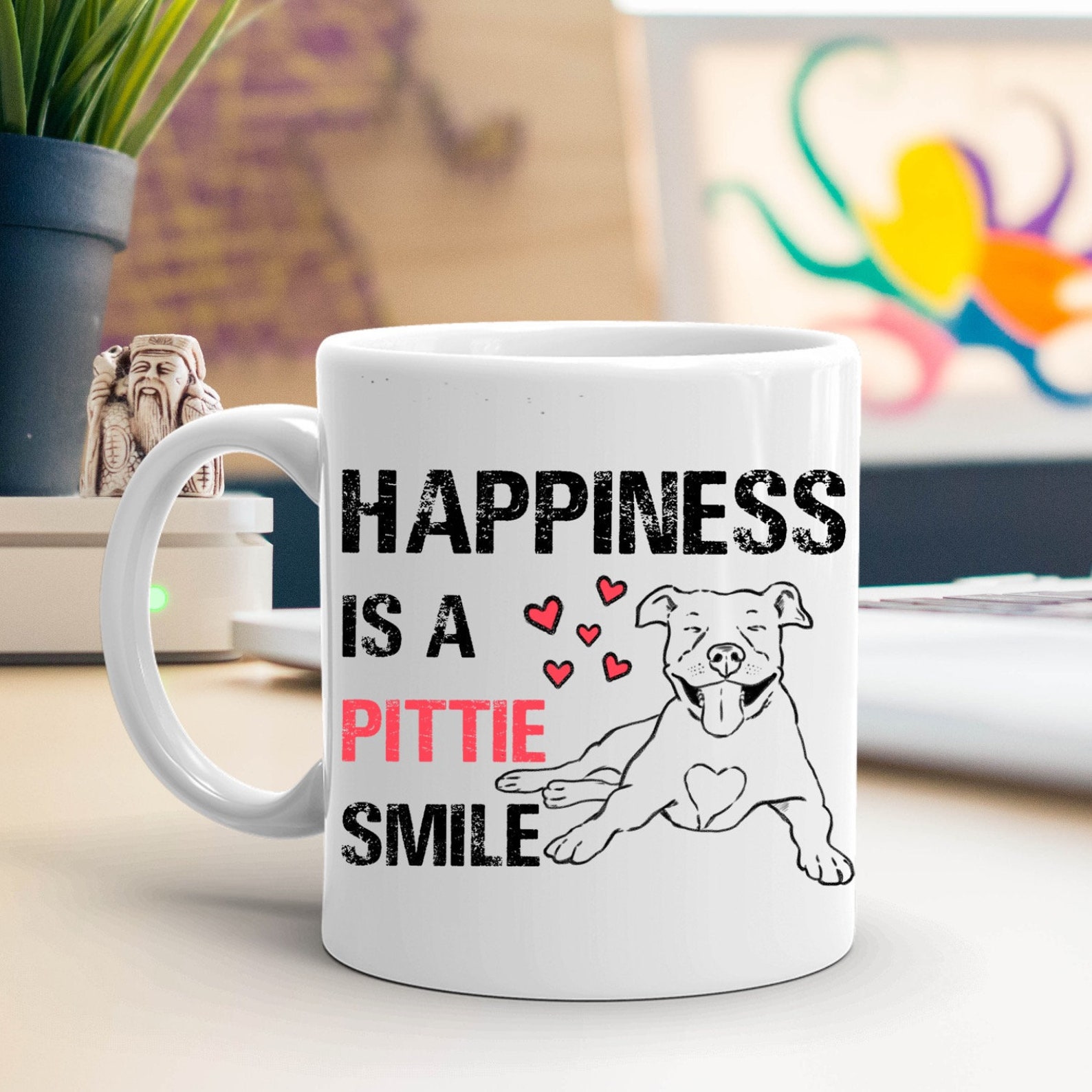 Smiling Pitbull Mug Cute Pitbull Mug Pitbull Gift Pitbull - Etsy