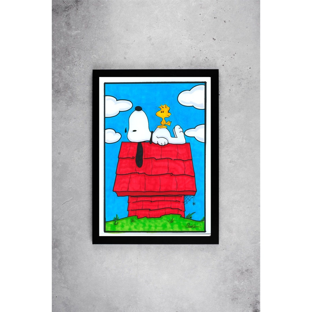 Peanuts Snoopy & Woodstock Art Print Poster - Etsy UK