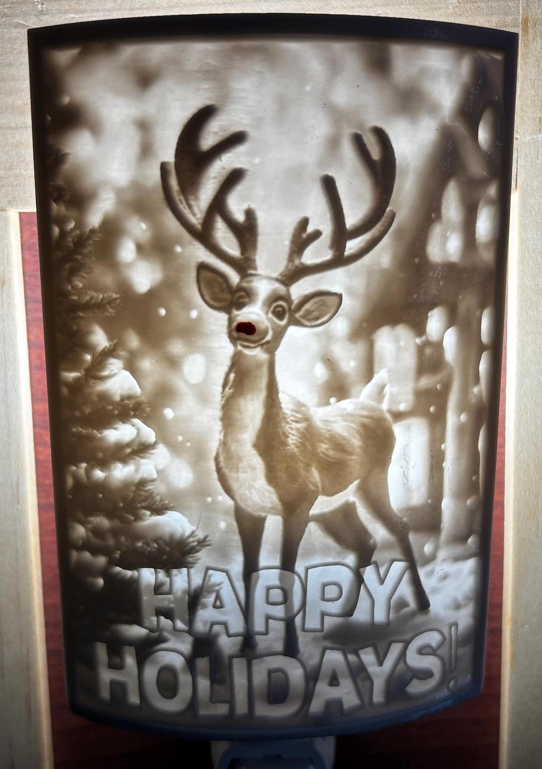 Happy Holidays! Rudolph the Red Nose Reindeer Custom Made 3D Lithophane ...