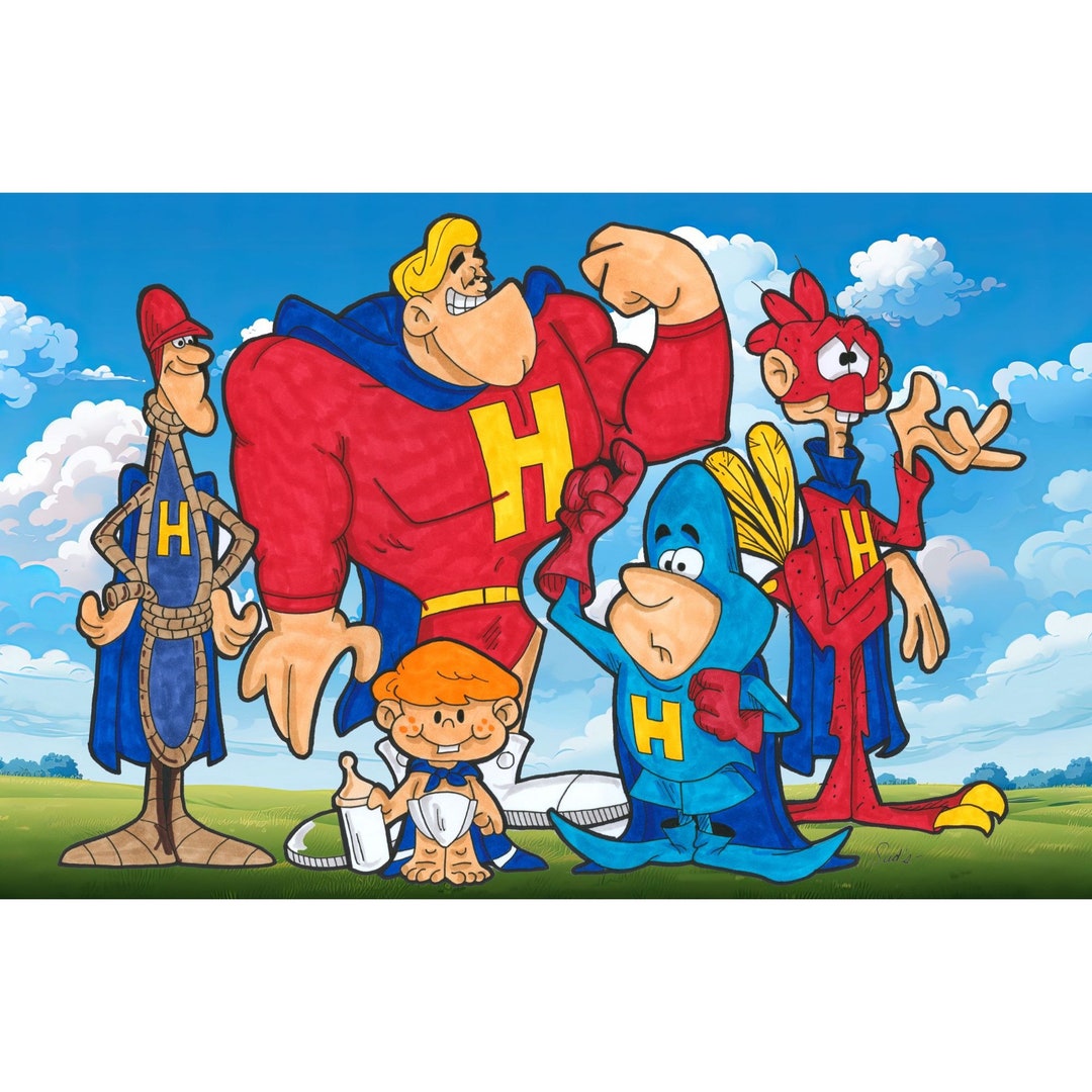 Mighty Heroes Cartoon Art Print Poster - Etsy