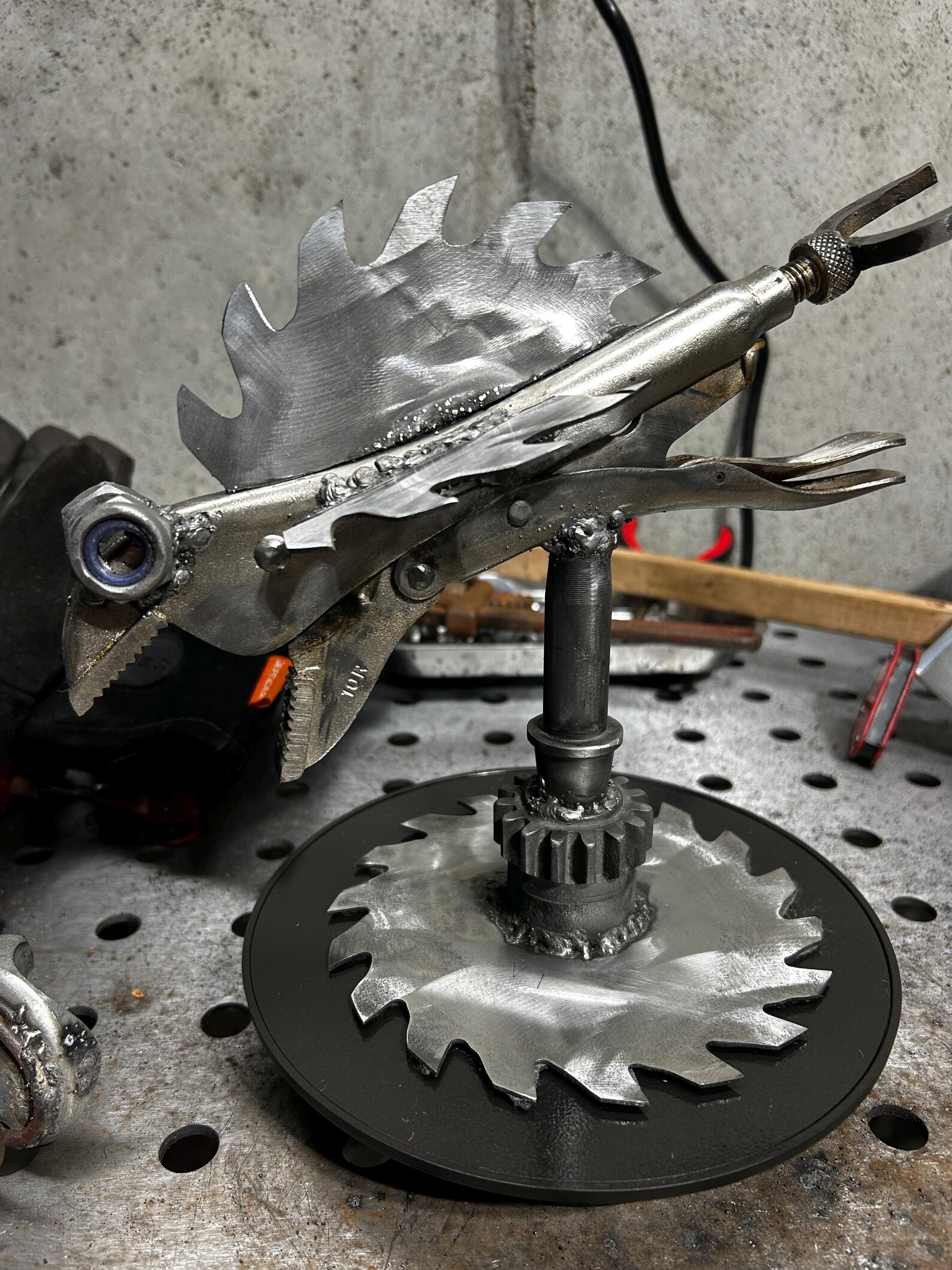 Metal Welded Art, gary the Saw Fish With tony the Worm. One of a Kind ...