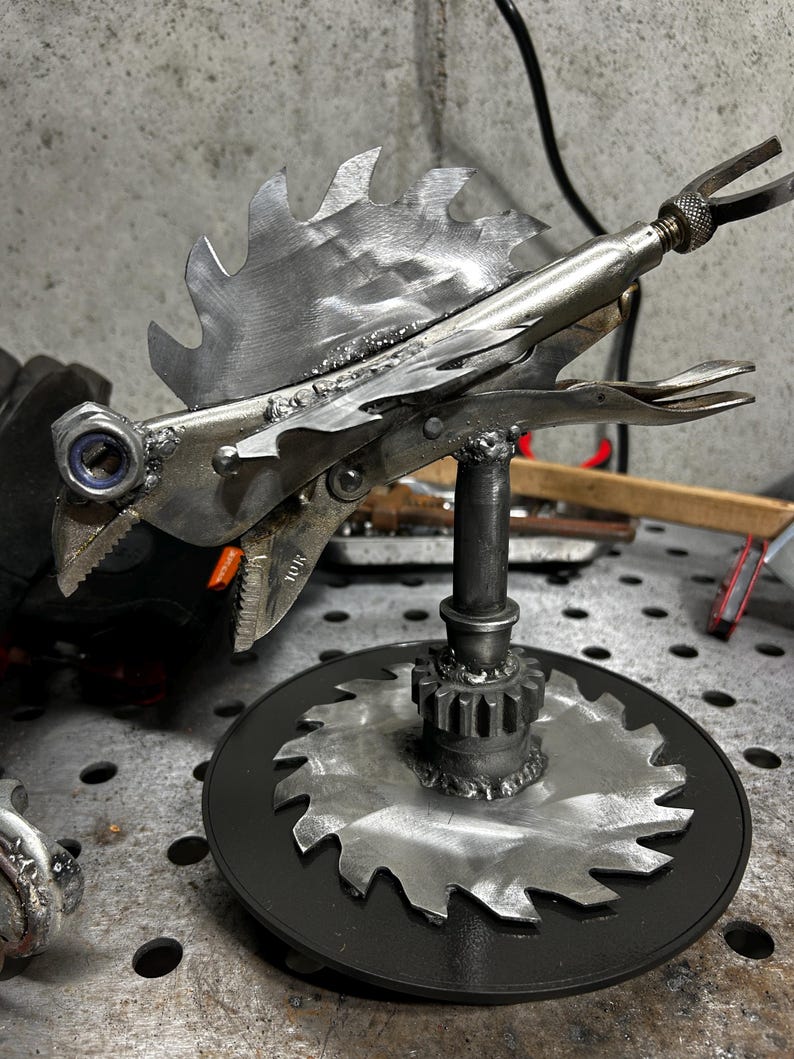 Metal Welded Art, "gary" the Saw Fish With "tony" the Worm. One of a ...