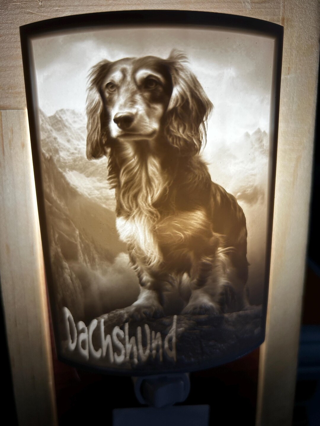 Long-haired Dachshund Dog Unique Custom Made 3D Lithophane Night-light ...