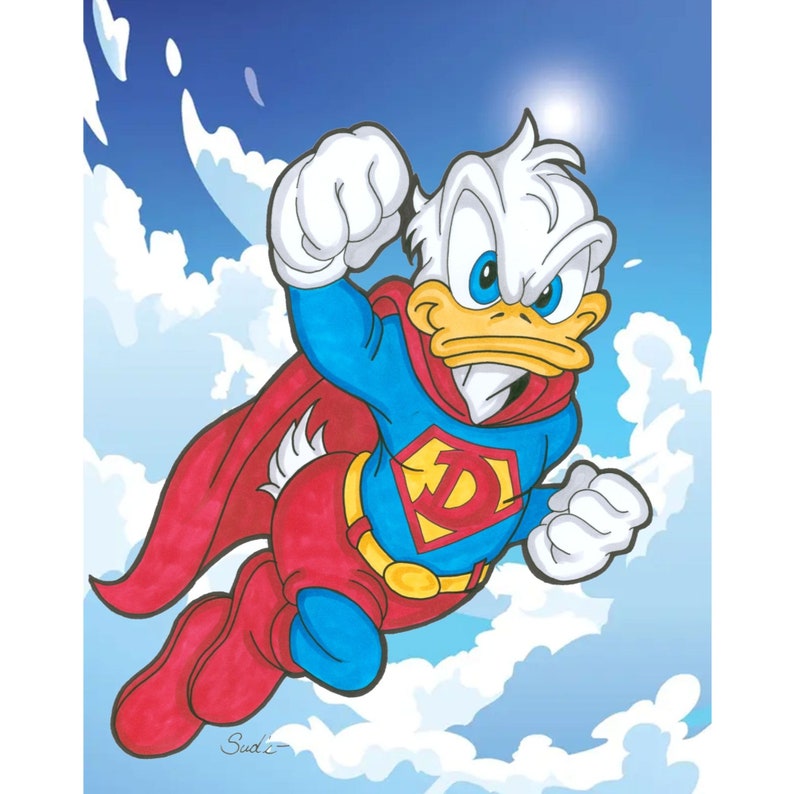 Super Donald Duck Art Print Poster Etsy