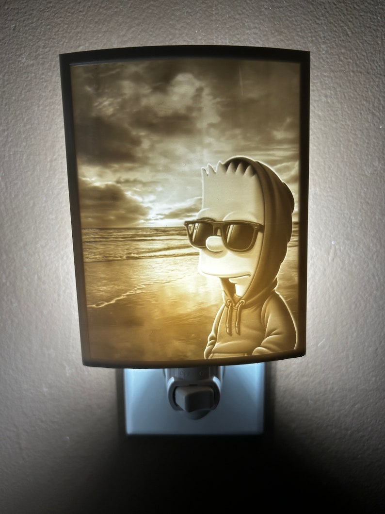 Bart Simpson on Beach Custom Made 3D Lithophane Night-light - Etsy