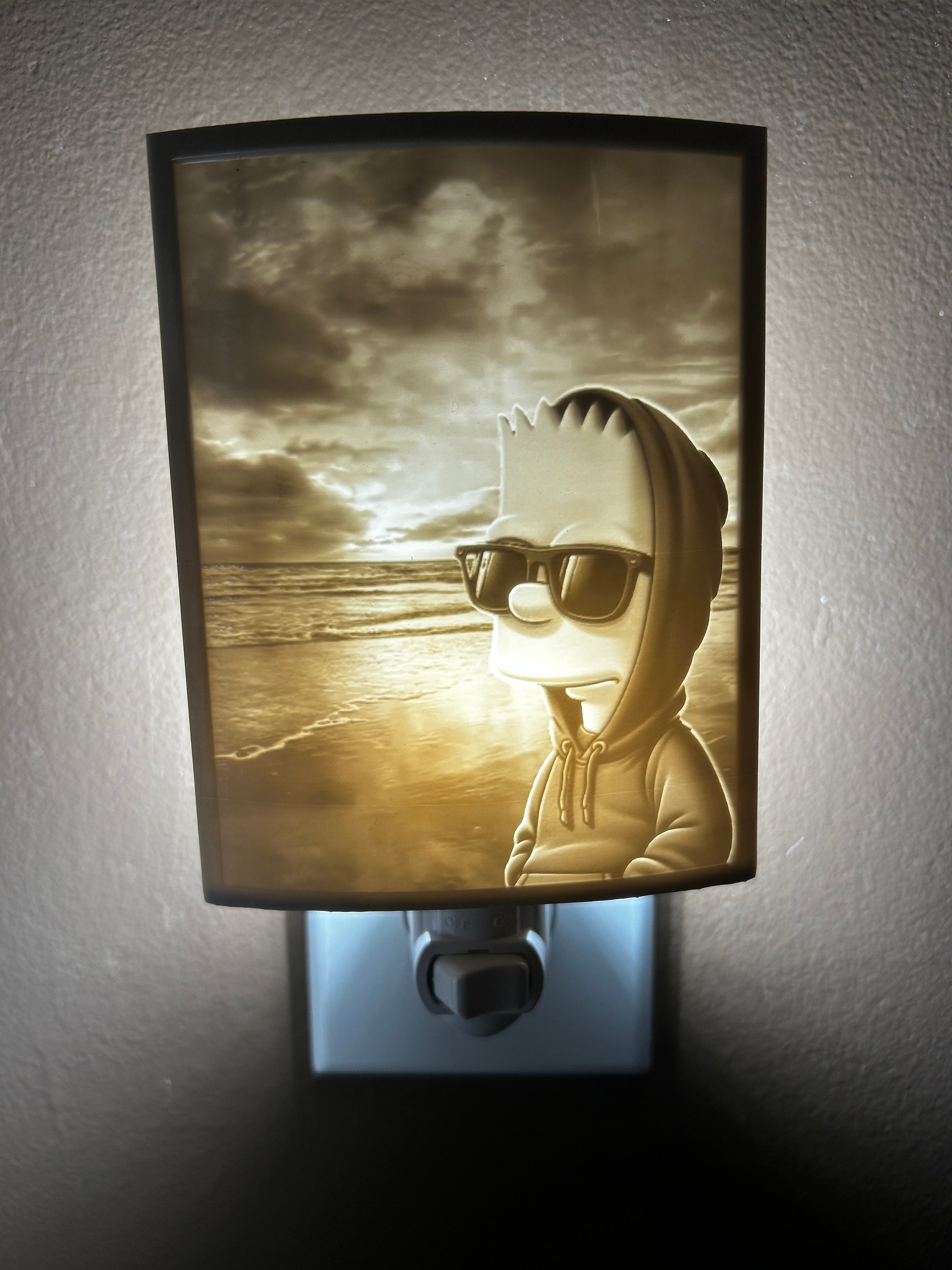 Bart Simpson on Beach Custom Made 3D Lithophane Night-light - Etsy