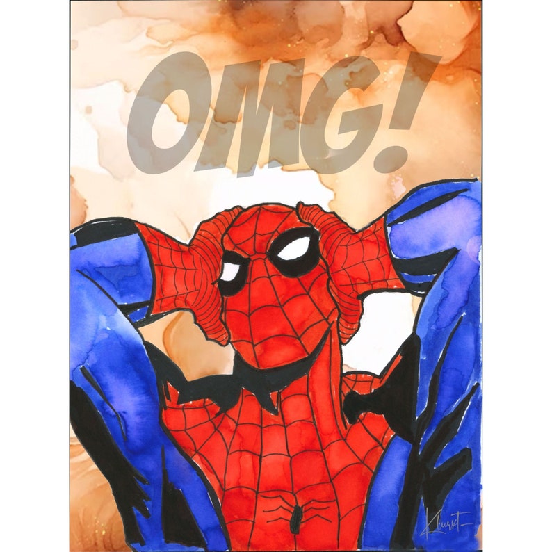 Spiderman OMG Watercolor Art Print Poster - Etsy