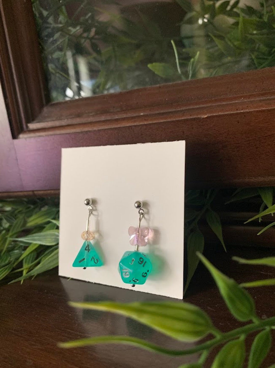 Blue and Pink Butterfly Mini D20 and D4 Earrings. A Pretty and Unique ...