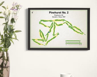 Custom Golf Course Map – Full Color Framed Print With Trees ...