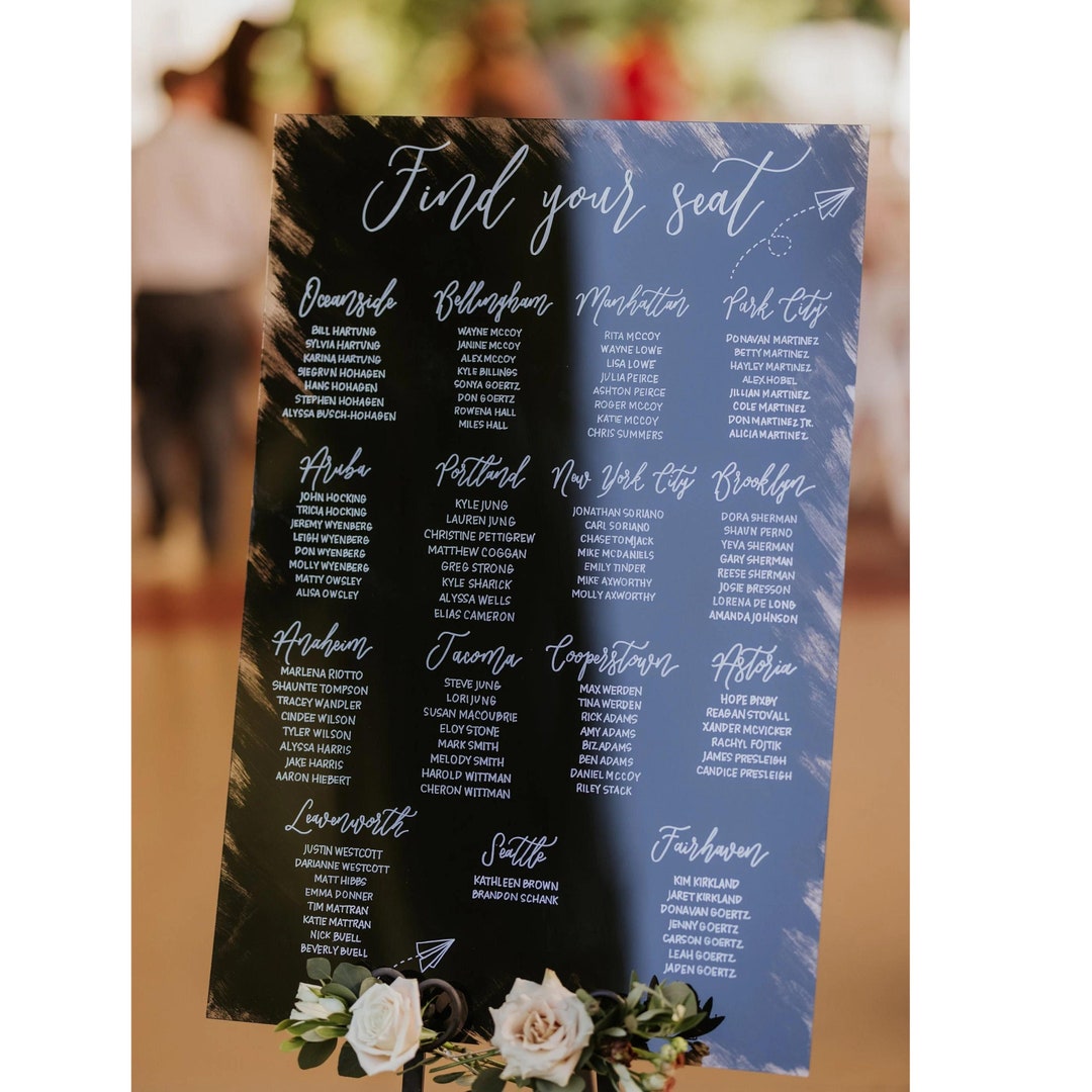 Acrylic Wedding Seating Chart Sign: Custom Reception Decor - Etsy