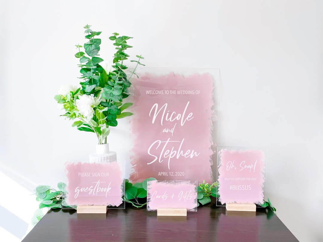 Blush Pink Wedding Sign Package, Wedding Sign Bundle, Wedding Welcome ...
